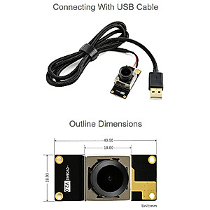 waveshare OV5640 Sensor 5MP USB Camera Auto Focusing Video Recording Plug-and-Play Driver Free USB Port