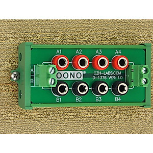 Screw Mount 2 x 4 Position Banana Jack Distribution Module, DC Power Strip