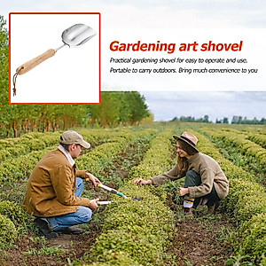 Happyyami Gardening Tools Stainless Steel Scoop Gardening Shovel Feed Scooper Flower Soil Shovel Hand Rake Sand Shovels for Kids Handheld Spades Digging Shovel Child Tsubaki Potted Plant