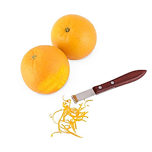 Viski Citrus Zester, Acacia Wood Handle, Lemon Zester Bar Tool, Stainless Steel Citrus Zester, Riveted Base, Set of 1