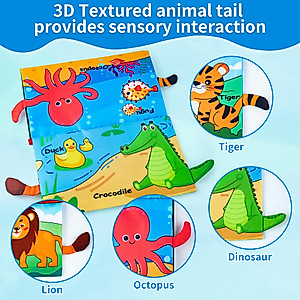 Tummy Time Mirror Toys for Baby 0-6 6-12 Months High Contrast Infant Toys with Crinkle Cloth Book and Teethers Black and White Montessori Sensory Toys for Newborn Boys Girls