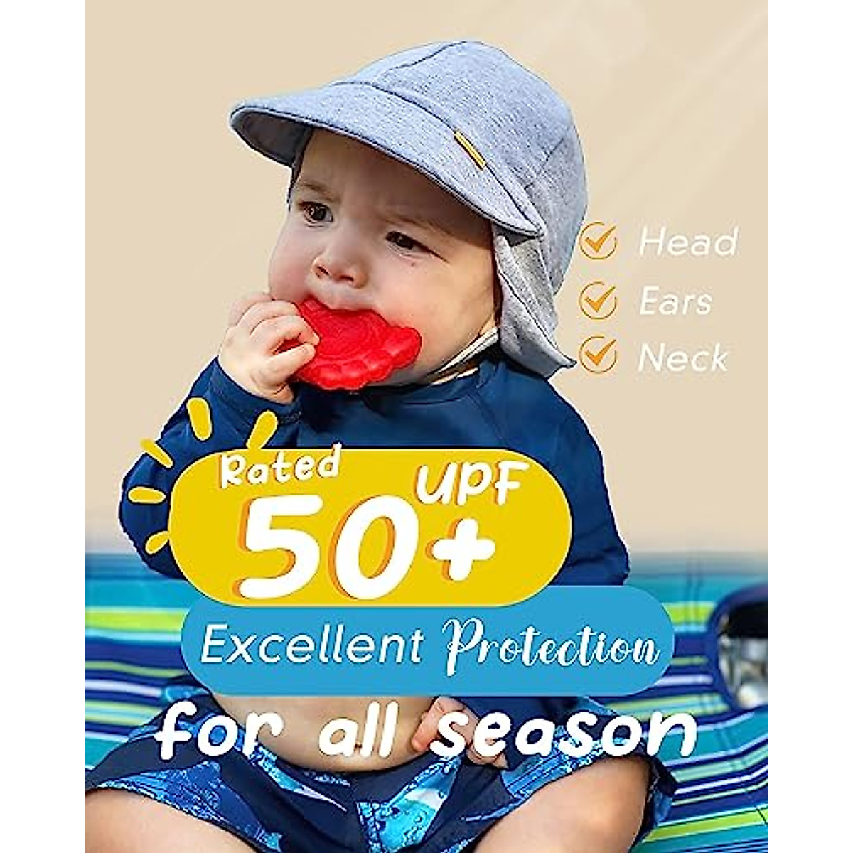 FURTALK Baby Sun Hat UPF 50+ UV Ray Sun Protection Cotton Toddler Hats for Boys Girls