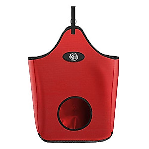 SmithBuilt Horse Hay Bag, Red - Comfortable & Durable 1000D Nylon Feeder Tote with Mesh Net