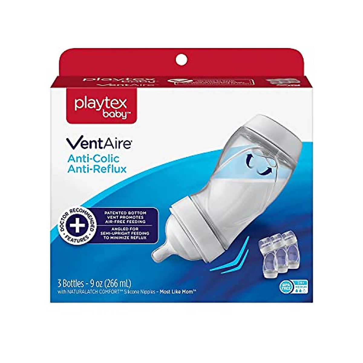 Playtex Baby Ventaire Bottle, Helps Prevent Colic & Reflux, 9 Ounce Bottles, 3 Count