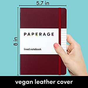 PAPERAGE Lined Journal Notebook, (Burgundy), 160 Pages, Medium 5.7 inches x 8 inches - 100 gsm Thick Paper, Hardcover