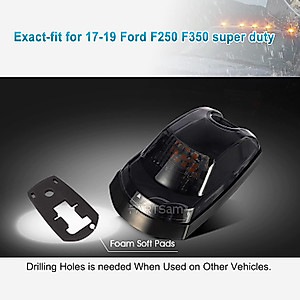 Partsam 5Pcs for F250 F350 F450 Smoke Cab Lights Amber LED Cab Marker Roof Running Top Clearance Lights Assembly Compatible with Ford F-250 F-350 F-450 F-550 Super Duty 2017-2021 264343BK