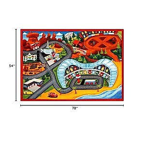 Gertmenian Kids Playroom & Game Room Carpet | Disney Pixar Cars 3 Childrens Rug | Kids Novelty Home Decor, Perfect Area Carpet for Boys & Girls Playroom, Bedroom | 54x78 Large, Red