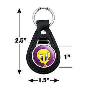GRAPHICS & MORE Black Leather Looney Tunes Tweety Bird Keychain