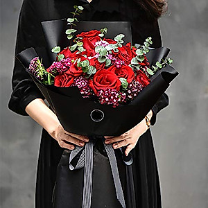 BBJ WRAPS Korean Flower Wrapping Paper Roll Florist Bouquet Supplies Waterproof Floral Wrapping Paper For Fresh Flowers, 23.6 Inch x 66 Feet (Black)