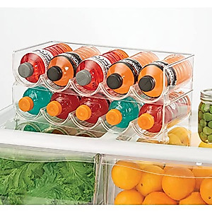 mDesign Plastic Free-Standing Water Bottle and Wine Rack Storage Organizer for Kitchen Countertops, Table Top, Pantry, Fridge - Stackable - Holds 5 Bottles Each, 2 Pack - Clear