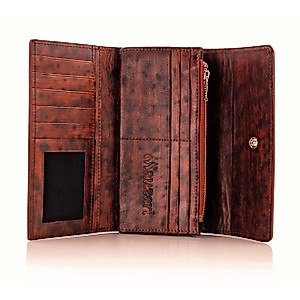 Mauzari Geneva Women's Tooled Leather Wallet (Koa)