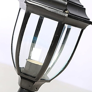 MODEBHD 38cm Antique Traditional Victoria Globe Glass E27 Garden Column Lamp European Retro Outdoor Waterproof Aluminum Post Light Courtyard Path Door Landscape Decorative Pillar Lights