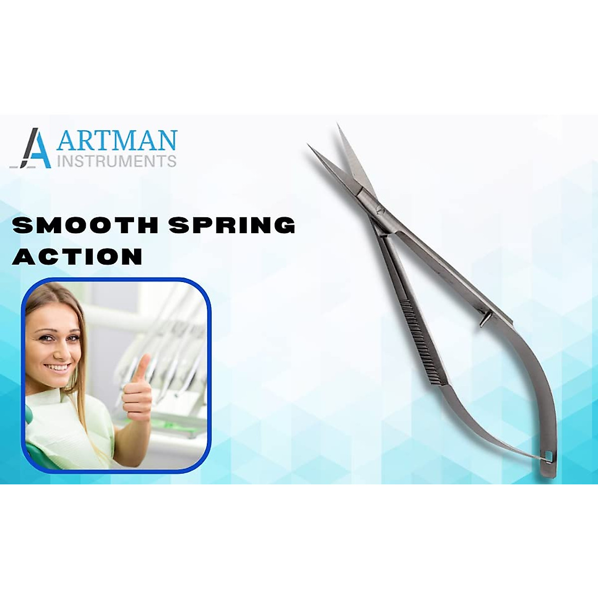 Micro Scissors 4.5" straight Castroviejo stitch cutting embroidery spring action extra sharp Squeeze scissors for ENT eye skin dental veterinary surgeon by Artman Instruments