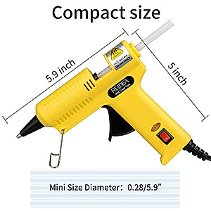 Hot Glue Gun Kit with 5 Pieces Mini Hot Glue Sticks 7mm x 150mm for DIY Handcraft Repair Furniture for Home and Office, Bonding Plastic Leather and Wood