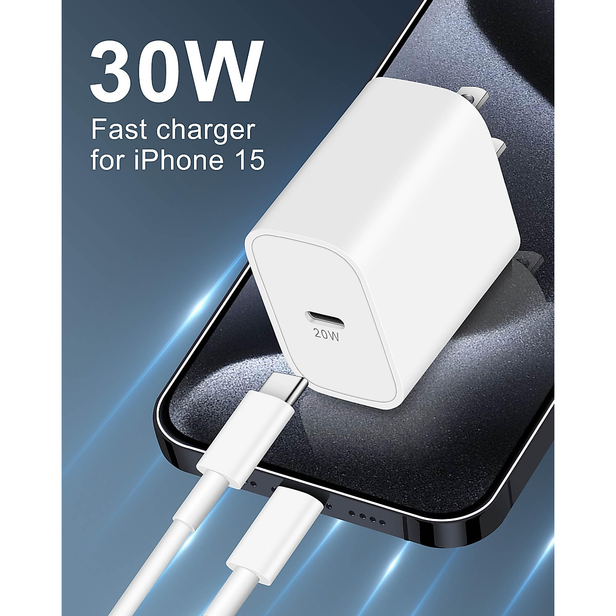 iPad Pro Charger iPad Fast Charger, 30W USB C Fast Wall Charger Blcok with 60W/3A 10FT Long USB C to USB C Cable for iPad Pro 12.9/11 inch, iPad 10th Generation, iPad Air 5/4th, iPad Mini 6