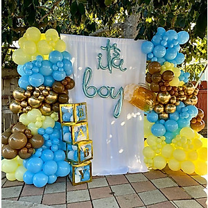 Baby Boxes with Letters - ZHMYBLN Letter Blocks Boxes with 65 Letters & Numbers, 6 Balloon Boxes for Baby Showers & Gender Reveal Parties, Reusable Birthday Decoration Boxes with 48 Balloons
