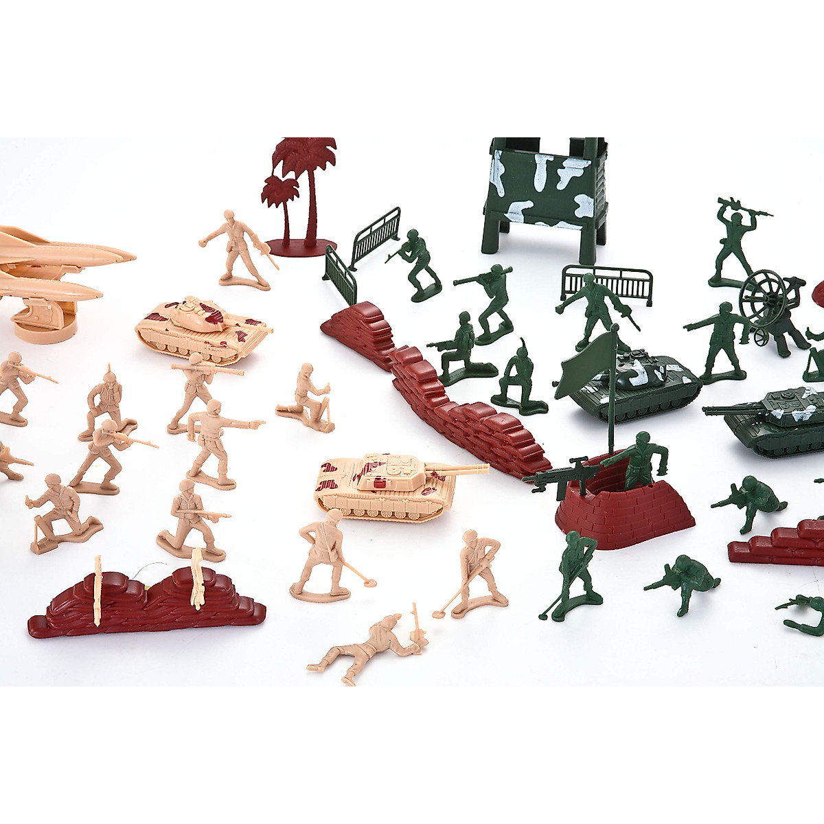 JOYIN 164 Piece Military Soldier Playset Army Men Play Bucket Army Action Figures Battle Group Deluxe Military Playset with Army Men, Aircrafts, Helicopters, Tanks with Bucket