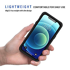 Lanhiem iPhone 12 Pro Case, IP68 Waterproof Dustproof Shockproof Case with Built-in Screen Protector [Not for iPhone 12], Full Body Underwater Protective Clear Cover for iPhone 12 Pro 6.1 inch -Black