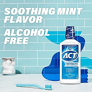 ACT Dry Mouth Anticavity Zero Alcohol Fluoride Mouthwash, Soothing Mint, 33.8 fl. oz.