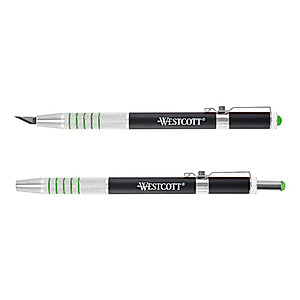 Westcott 16963 Pen-Style Retractable CarboTitanium Bonded Hobby Knife, Silver