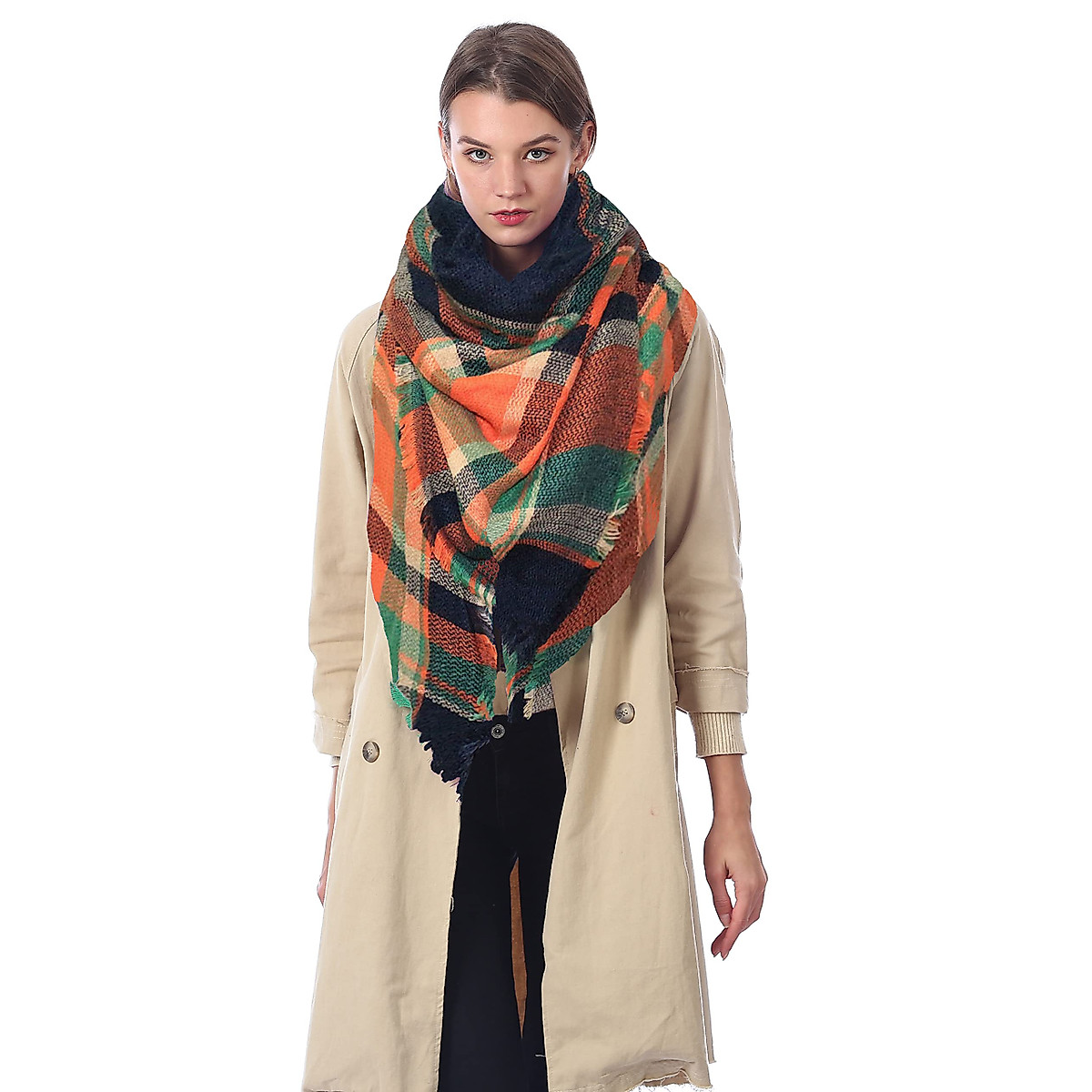 vxsvxm Shawl Tartan Women's Plaid Scarf Winter Oversized Scarves Wrap Blanket Scarf Warm Tassels Pashmina Poncho Scarf