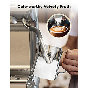 SPORTY&FIT Semi-Automatic Espresso Machine With Grinder, 20 Bar Espresso Maker Coffee Machine Cappuccino Machine with Milk Frother & 95oz Removable Water Tank for Home Office (Light Grey)