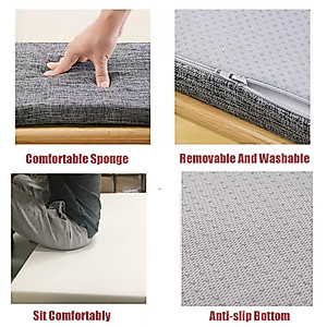 Custom Bench Cushion, Personalized Size Bench Pad with Non-Slip Bottom Bay Window Seat Cushion Indoor, Garden Patio Bench Cushions for Outdoor Furniture, Long Chair Seat Pad for Swing Porch(4" Thick)