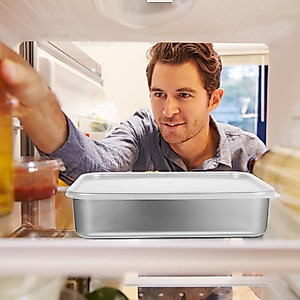DECHOUS Dumpling Storage Box, Freezer Dumpling Storage Container with Lid Stainless Steel Food Storage for Multipurpose Use Metal Food Container Fridge Dumpling Box