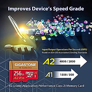 [5-Yrs Free Data Recovery] Gigastone 256GB Micro SD Card, 4K Game Pro, MicroSDXC Memory Card for Nintendo-Switch, GoPro, Action Camera, DJI, UHD Video, R/W up to 100/60MB/s, UHS-I U3 A2 V30 C10