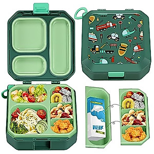 wiwens Bento Lunch Box for Kids, 35oz Leak-Proof 5 Compartment Lunch Container, BPA-Free, Food-Safe Materials, Ideal Portion Sizes for Ages 3-12 Girls Boys Toddlers for School