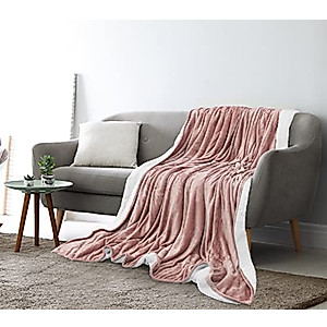 Utopia Bedding Sherpa Blanket Twin Size [Rose Pink, 90x66 Inches] - 480GSM Thick Warm Plush Fleece Reversible Blanket for Bed, Sofa, Couch, Camping and Travel
