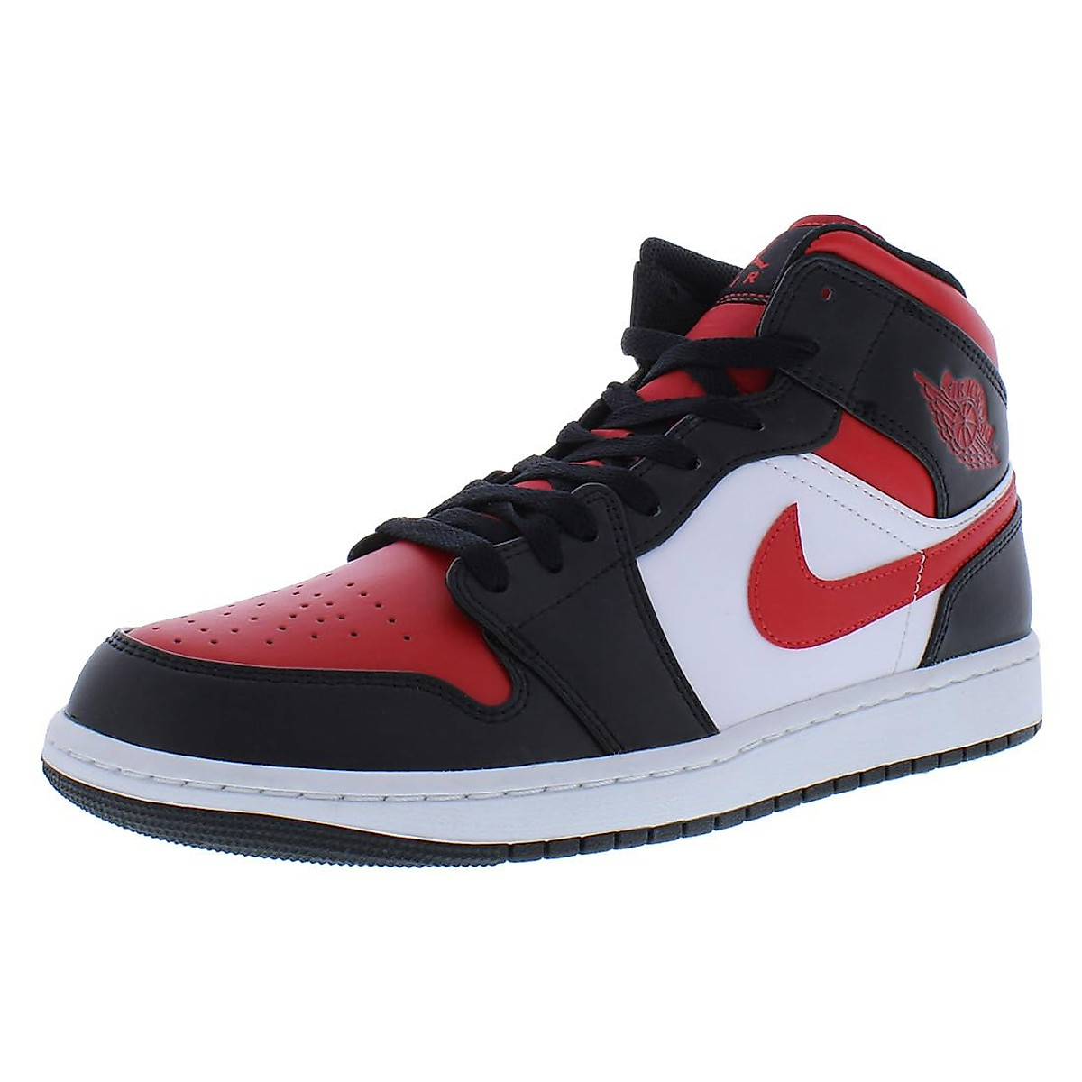 Nike Men's Air Jordan 1 Mid Shoes, White/Black-red, 11.5