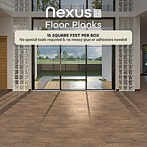 Vinyl Peel and Stick Floor Tile, Self-Adhesive Wood Plank, 10-Pack (15 Square Feet) - 6 Inch Width, 36 Inch Length, 1.2mm - Saddle - Easy DIY Nexus Planks for Any Room by Achim Home Decor