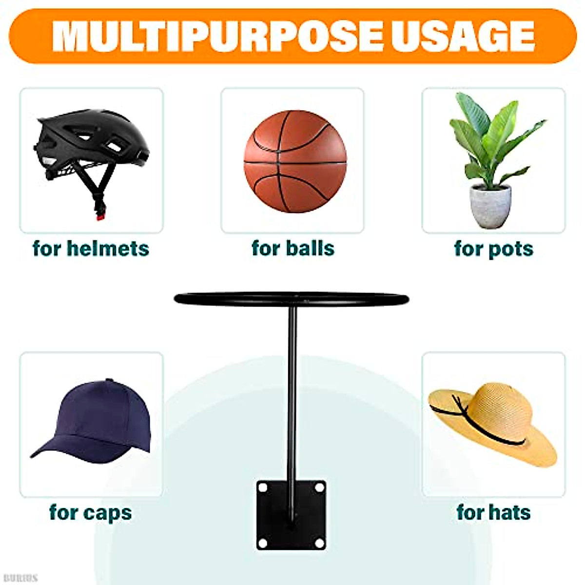 9Pcs Wall Hat Rack Helmet Stand - Black Metal Baseball Hat Organizer Hat Display Rack Helmet Holder Wall Mount Closet Storage- Wig Stand Home Organization Motorcycle Helmet Accessories Cowboy Hat Rack