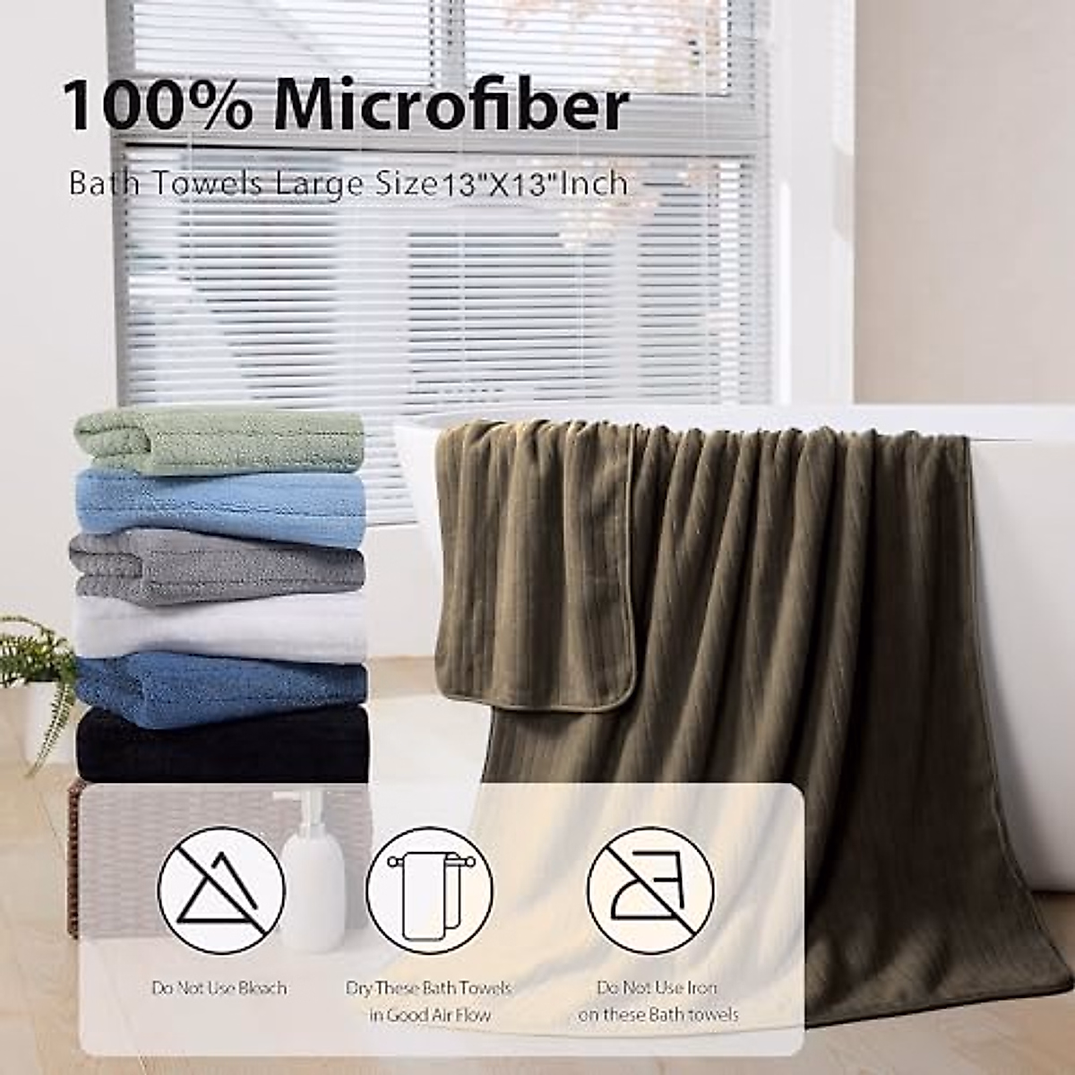 4-Piece Washcloths Towels Set, 100% Microfiber Premium Quality Towels for Bathroom, Quick Dry Soft and Absorbent Face Towel, Set Includes 4 Wash Cloths (Brown)