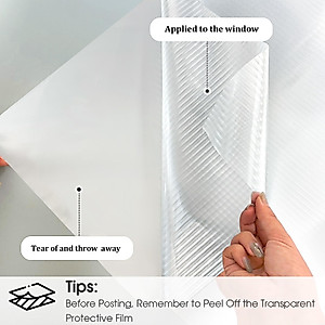 Windimiley Window Privacy Film Reeded Glass Window Clings Frosting Fluted Glass Window Stickers Frosted Bathroom Static Cling Heat UV Blocking Window Tint Decorative Window Coverings, 17.5x78.7 Inch