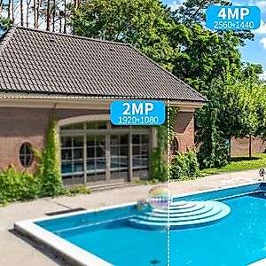 OOSSXX Solar Security Camera Outdoor Wireless Solar Powered Wireless Camera with Rechargeable Battery, WiFi Home Surveillance Camera 4.0MP with Two Way Audio (4MP 2 Packs)