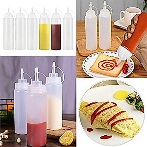 6 Pack 24oz Squeeze Bottle Condiment Squeeze Bottles Plastic ketchup Squeeze Squirt bottle For Sauce,BBQ,Dressing,Paint,Workshop,Arts and Crafts
