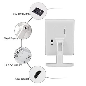 KOOKIN Lighted Vanity Makeup Mirror with 16 Led Lights 180 Degree Free Rotation Touch Screen Adjusted Brightness Battery USB Dual Supply Bathroom Beauty Mirror (White)