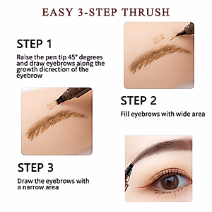 Upgrade Tattoo Eyebrow Pen, Waterproof Microblading Brow Pencil, 24 Hours Long Lasting, Smudge-proof, Natural Looking (2# Dark Brown)