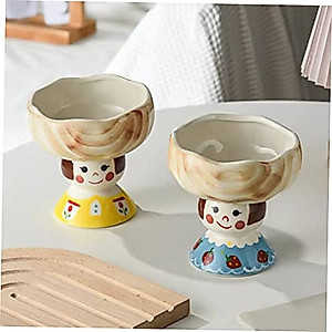 USHOBE Dessert Bowl Concrete Tray Decorative Trays Dessert Tray Footed Serving Bowl Fruit Dessert Bowl Footed Trifle Bowl Ice Cream Bowl Salad Bowl Ceramic Ice Cream Bowl Blue Plate