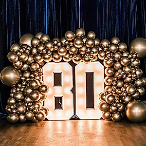 Gold Metallic Chrome Balloon Garland Kit - 102PCS 18In 12In 10In 5In Party Balloon Kit With 33FT Ribbon for Birthday Wedding Graduation Engagement Baby Shower Party Decorations