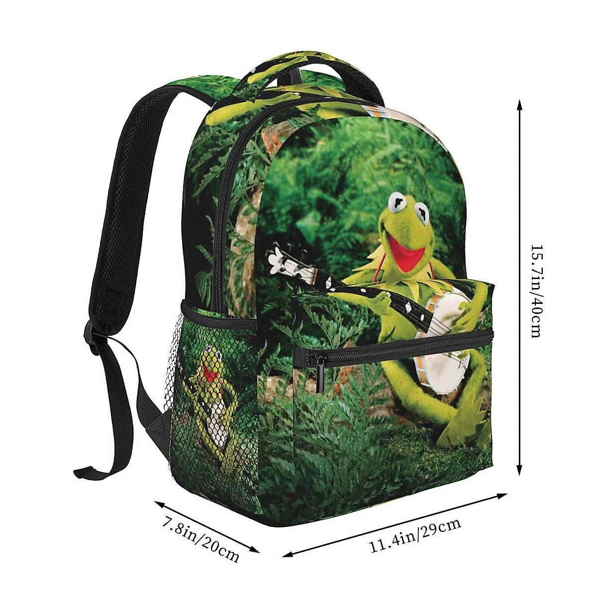 DSERC Kermit Cartoon The Frog Anime Backpacks Laptop Backpack Unisex Cartoon Double Shoulder Bag for Camping Travel Daypack