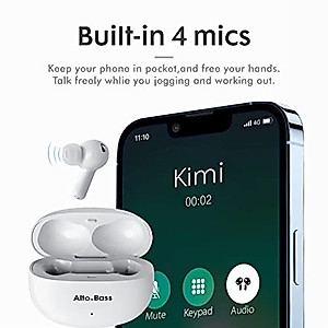 Alto & Bass Bluetooth 5.3 Wireless Earbuds with 4 Mic 30H Playtime in-Ear Headphones for Smart Phone Computer Laptop Sports