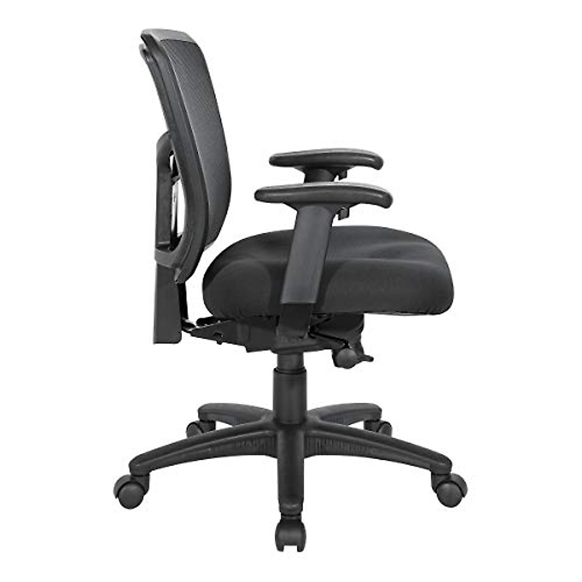 Office Star ProGrid Breathable Mesh Back Manager's Office Chair with Built-in Lumbar Support and Height Adjustable Padded Arms, Coal FreeFlex Fabric