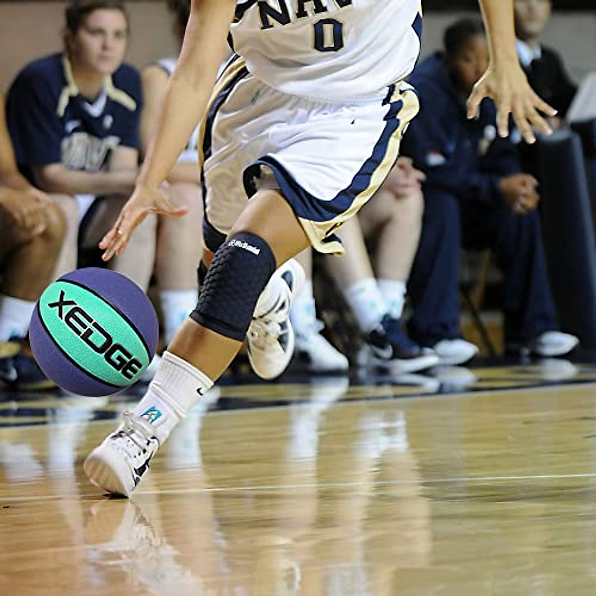 XEDGE Basketball Size 5/6/7 Composite Leather Street Basketball Indoor Outdoor Game Ball with Needle,Pump and Carry Bag (Green & Purple, Size 6)