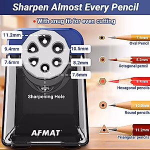 Electric Pencil Sharpener Heavy Duty, 6 Holes, Auto Stop Pencil Sharpener for Artists, Classroom Electric Sharpener for 6-11mm Pencils, 7000 Sharpening Times, Do not Eat up Colored Pencils