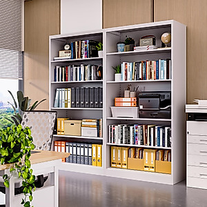 YILFANA Bookshelf,White Metal Bookshelves,33" Wide Open Bookcase with Adjustable Storage Shelves,66" Tall Book Shelf for Bedroom Living Room Home Office,5 Tier Bookcases