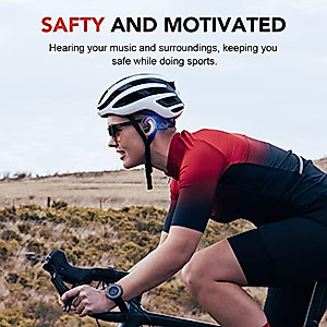 RR SPORTS Wireless Air Conduction Headphones, Open Ear Bluetooth 5.3 Headphones with Built-in Mic, HiFi Sound Headset with 4 Speakers, Sweat Resistant Sport Earphones for Running, Cycling, Driving