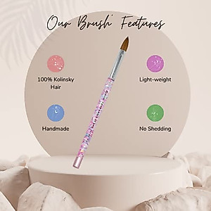 Dyra Luxe Acrylic Brush – Acrylic Brushes For Nails | Uñas Acrilicas | Acrylic Nail Supplies | Pincel Para Acrilico Kolinsky | Fancy Nail Brushes For Nail Art 1 PCS Round Tip Size 12 | Aqua Glitter Pastel Color Manicure Brush